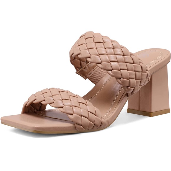 Shoes | Nwt Braided Neutral Blockheel Mule Sandal W Square Toe | Poshmark